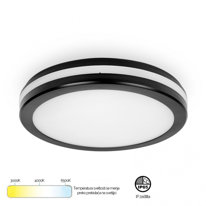LED PLAFONJERA 24W CRNA - Luminex